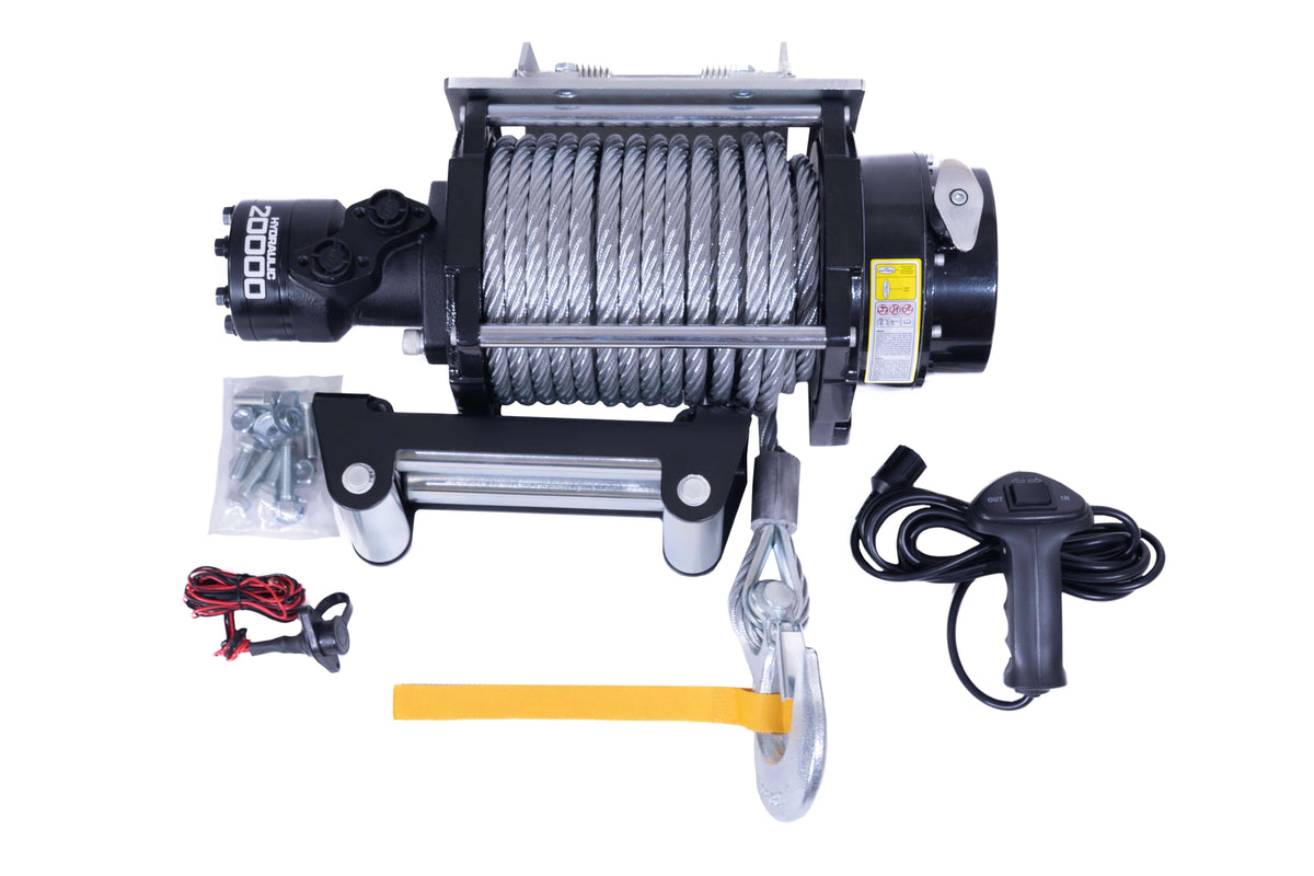 DK2 20,000 lb Hydraulic Winch (Steel Cable Included) - 20000NH