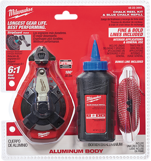 Milwaukee 100 ft. Aluminum Chalk Reel Kit with Blue Chalk and Bonus Li